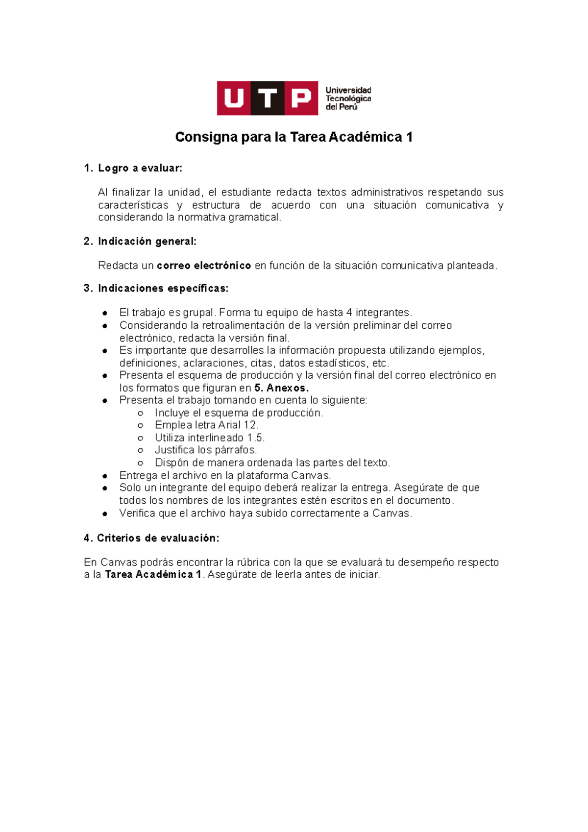S4 s2 TA1 Version Final - semana 2 - Consigna para la Tarea Académica 1 Logro a evaluar: Al ...