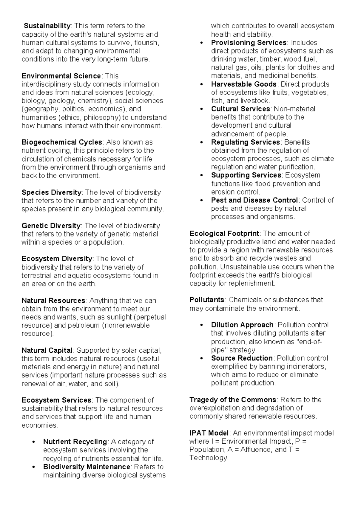 GE 15 First exam coverage - Sustainability: This term refers to the ...