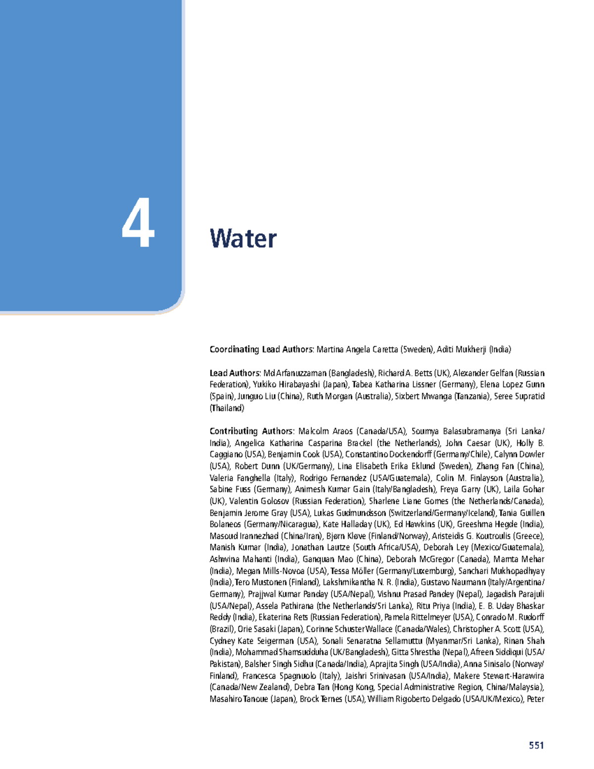 IPCC AR6 WGII Chapter 04 - SPM 4 Water Coordinating Lead Authors: Martina Angela Caretta (Sweden ...