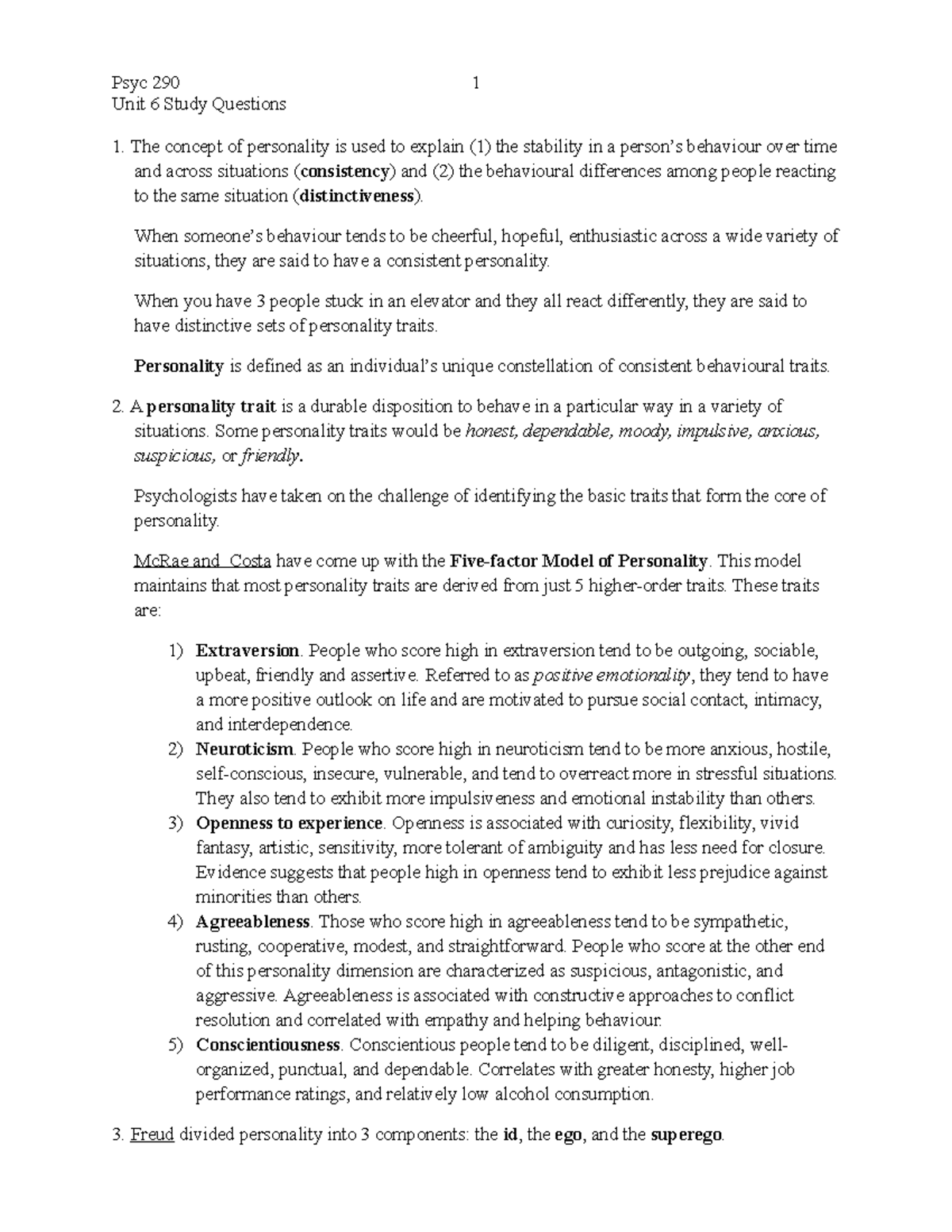Unit 6 Study Questions - Unit 6 Study Questions The concept of ...