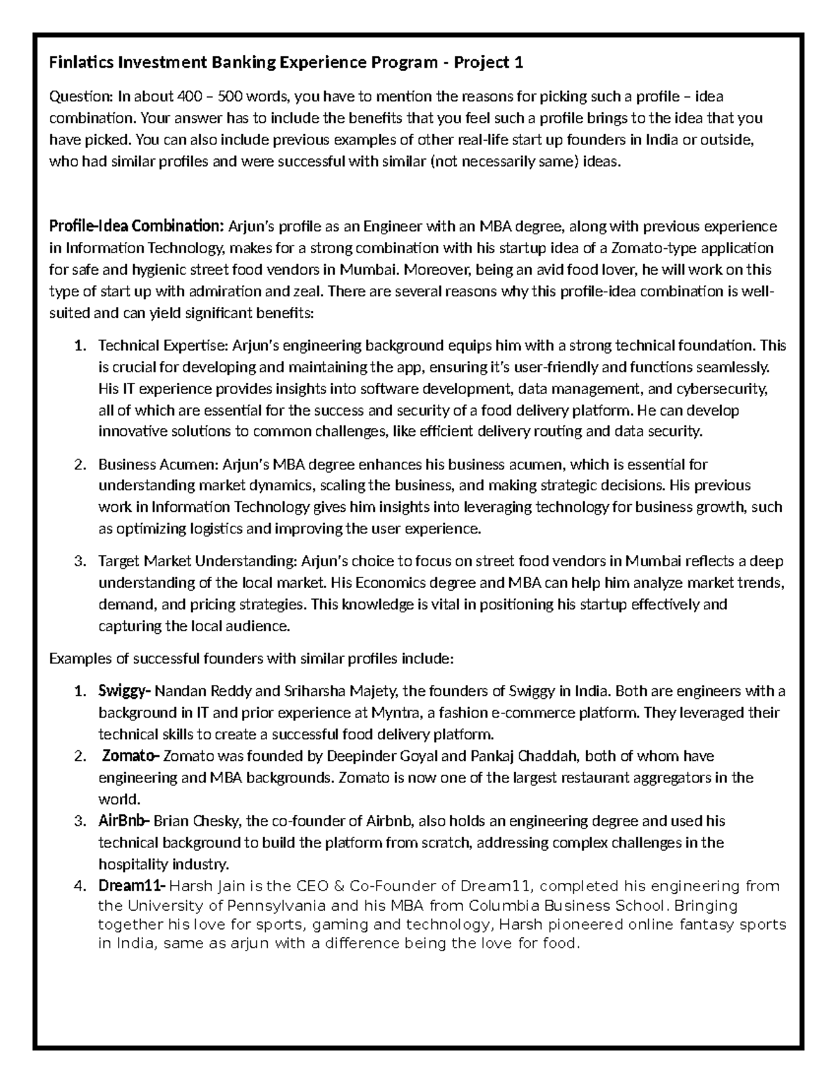 Finlatics live project - Finlatics Investment Banking Experience ...