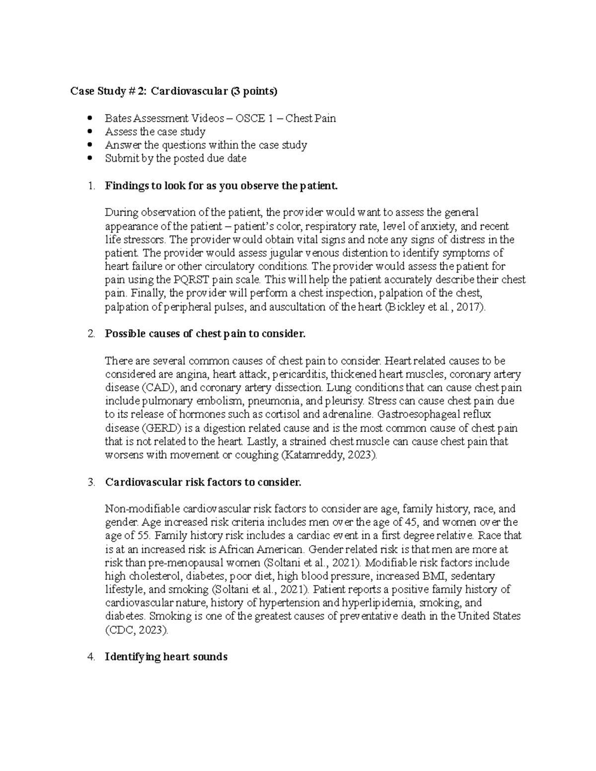 Cardiovascular Case Study Week 9 - NSG 5502 - NSU - Studocu