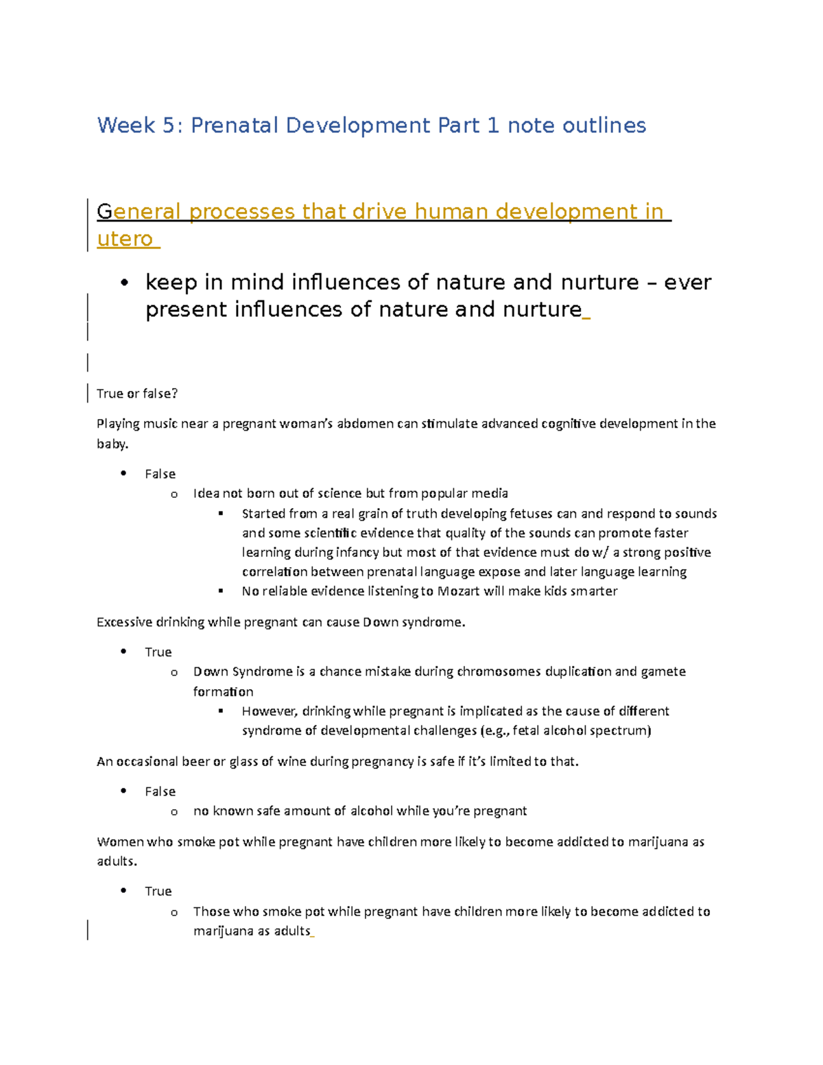 Week 5 Note Outlines – Prenatal - Week 5: Prenatal Development Part 1 ...