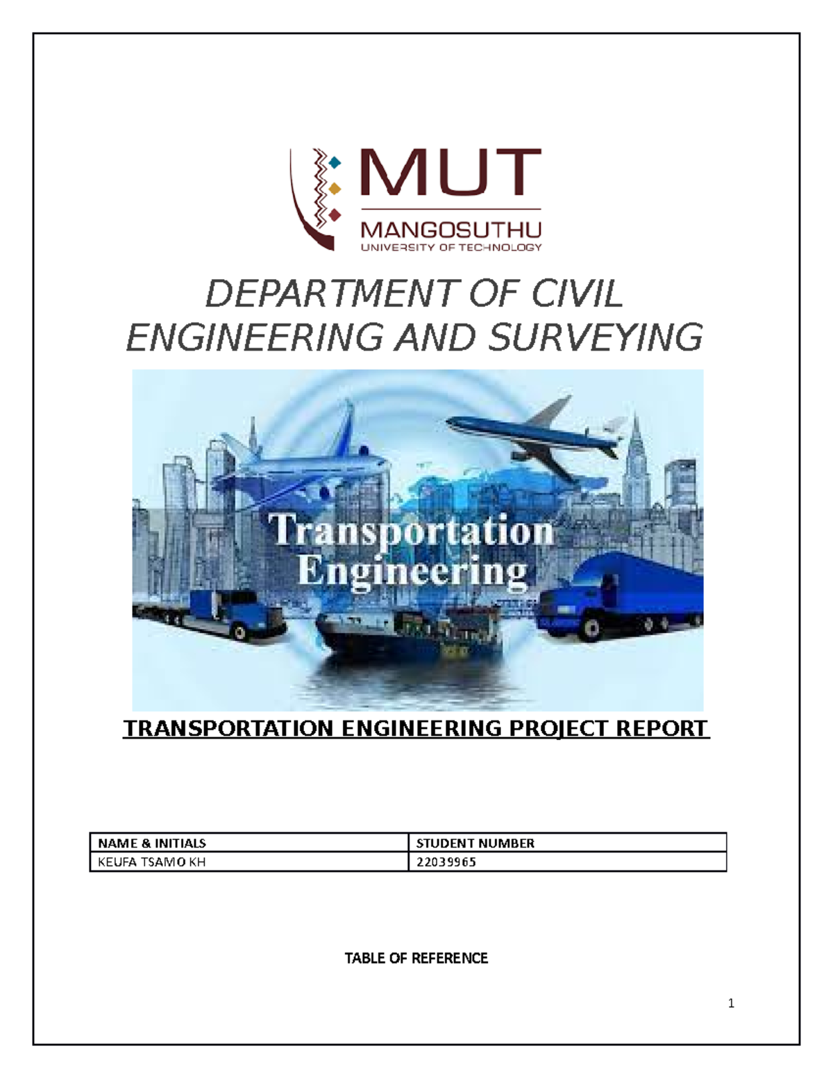 Eathwork project - Transportation - DEPARTMENT OF CIVIL ENGINEERING AND ...
