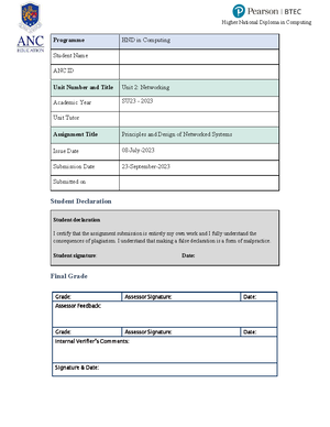 Module Assignment - Student Declaration Student declaration I certify ...