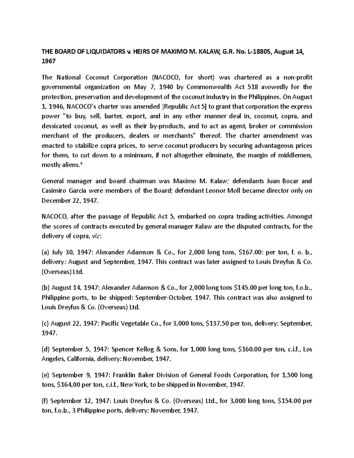 Coblaw2 Module 8A Notes - THE BOARD OF LIQUIDATORS v. HEIRS OF MAXIMO M ...