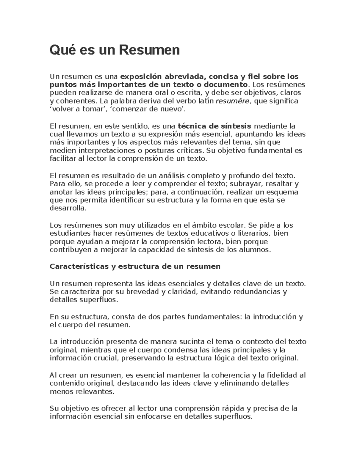 Qué es un Resumen - Los resúmenes pueden realizarse de manera oral o ...