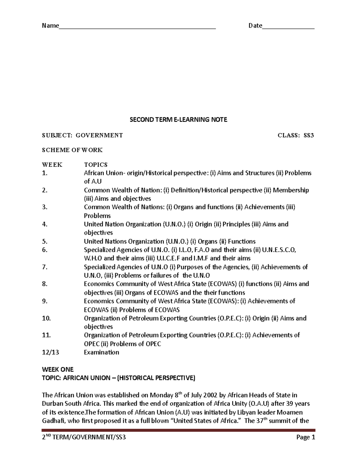 2ND TERM S3 Government - SS3 NOTES - SECOND TERM E-LEARNING NOTE ...