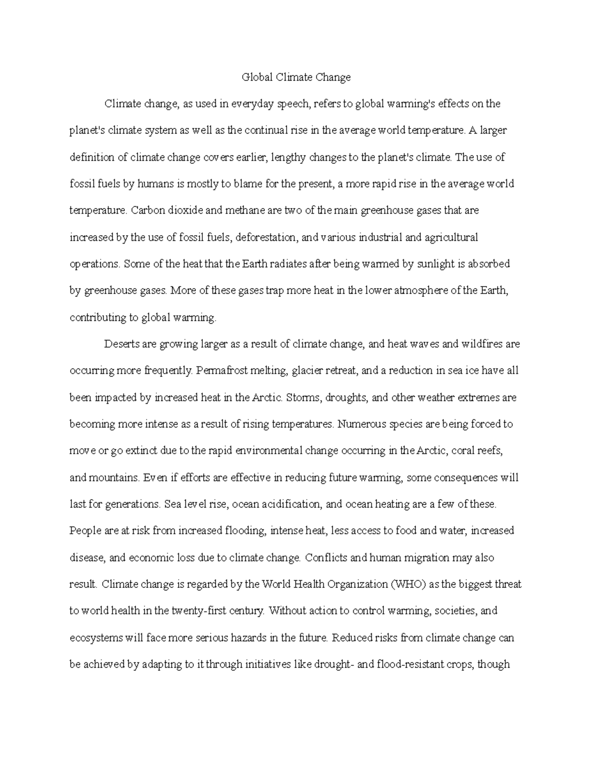 Global Climate Change - Global Climate Change Climate change, as used ...