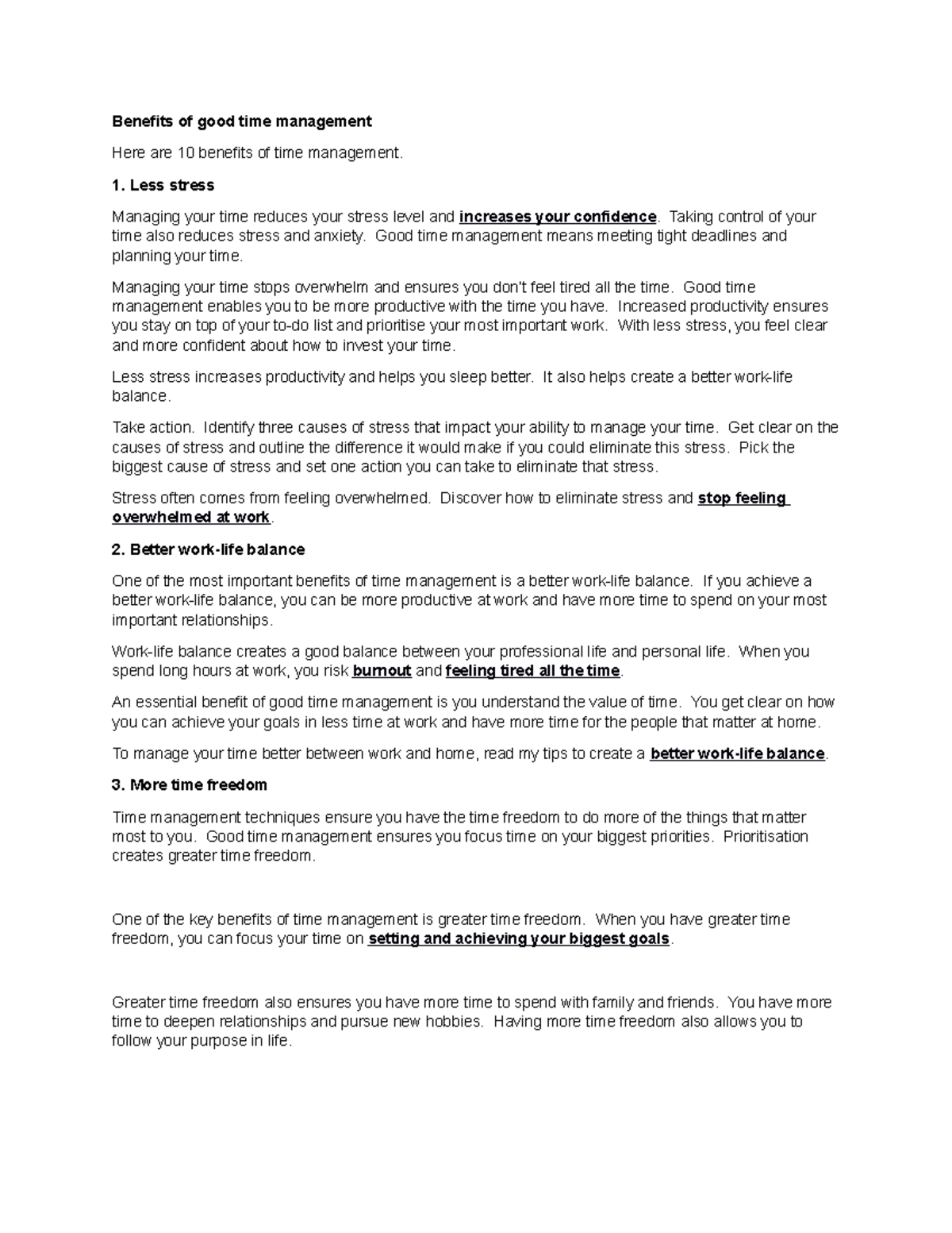 stop feeling overwhelmed at work - Benefits of good time management ...