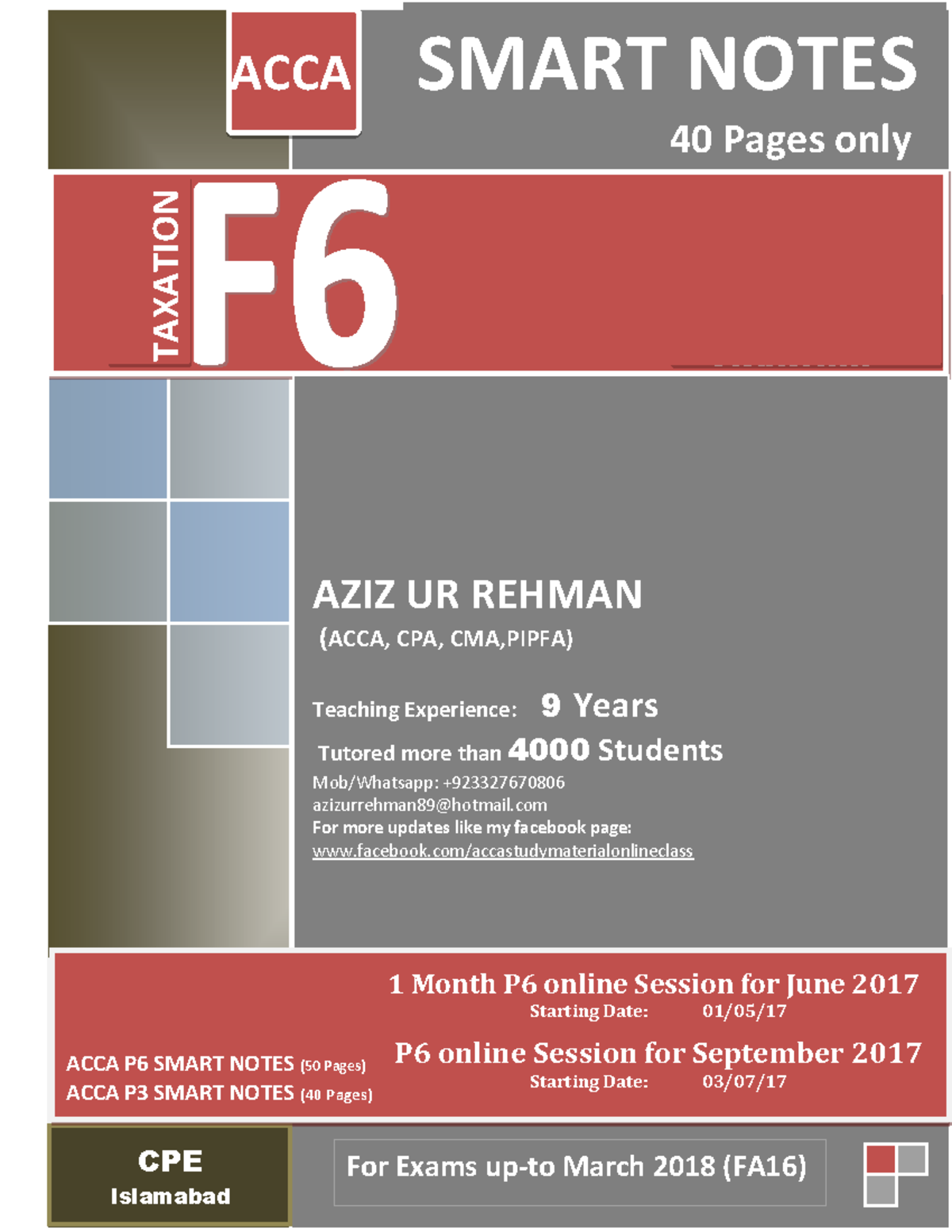 F6 Smart Notes (accaglobalwall - F Contact: + azizurrehman89@hotmail ...