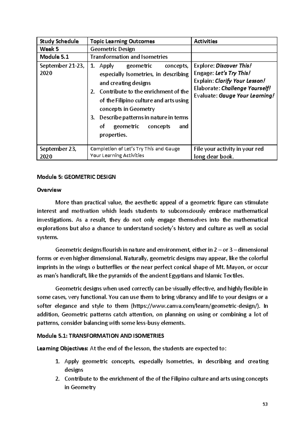 Gecmat-Module-5 - General Mathematics Module 5 - Study Schedule Topic ...