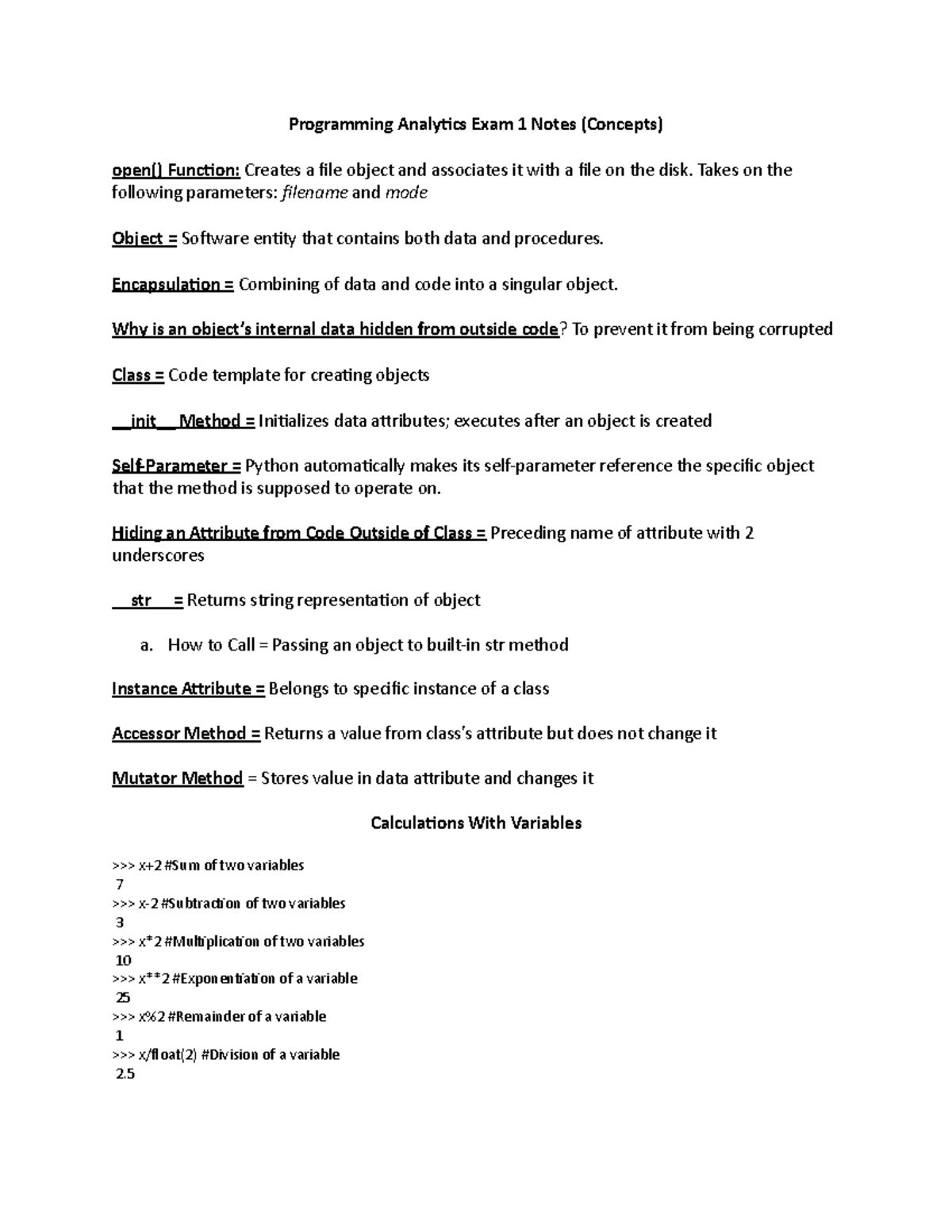 Programming Analytics Exam 1 Notes Takes On The Following Parameters Filename And Mode Object