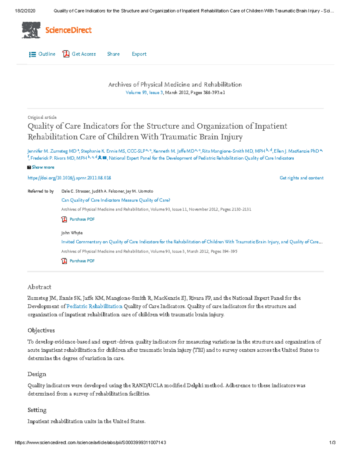 Quality of Care Indicators for the Structure and Organization of Inpatient Rehabilitation Care ...