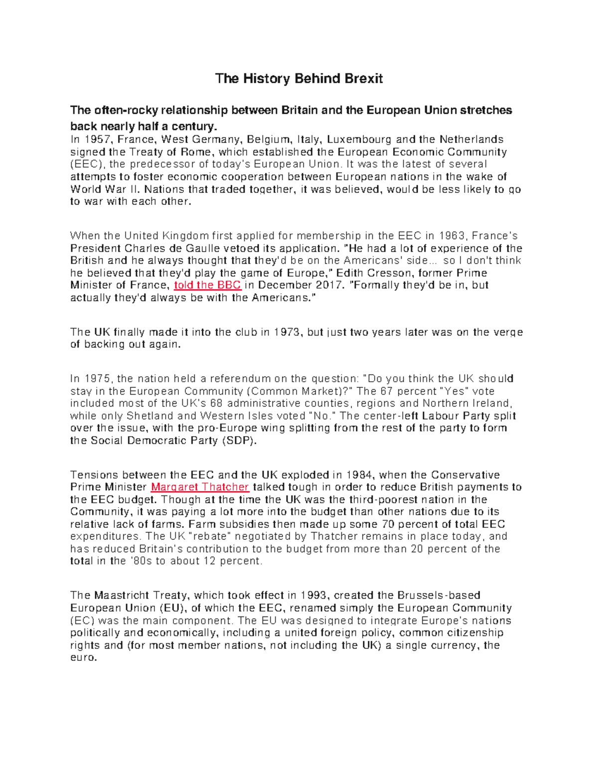 The History Behind Brexit - Warning: TT: undefined function: 32 The ...