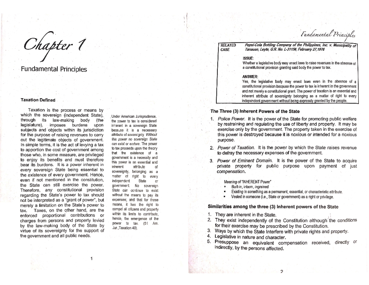 Chap1 tax tayag book p16-73 - ' 1 - Fundamental Princjples Taxation Defined , Taxatipn is the ...
