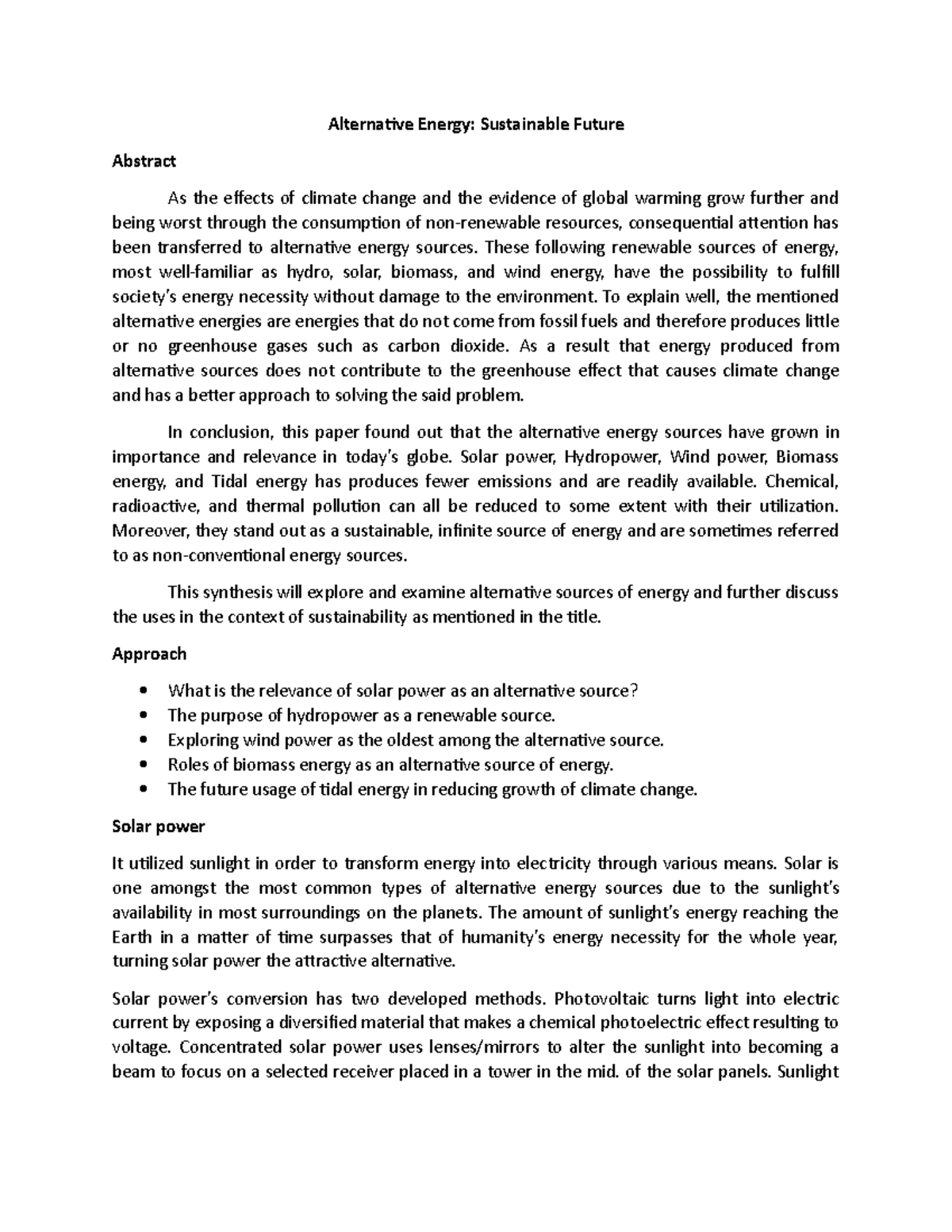 Alternative Energy Resources - Alternative Energy: Sustainable Future ...