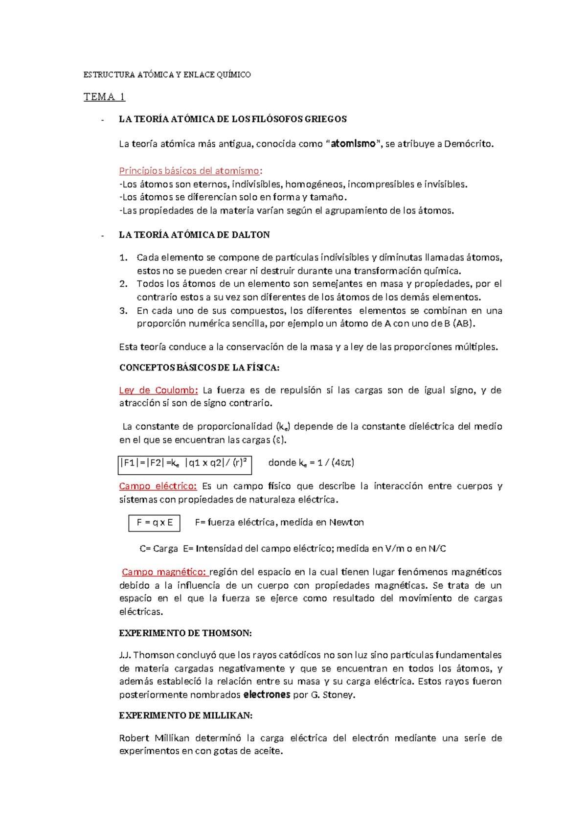 Estructura Atómica Y Enlace Químico Estructura Atómica Y Enlace