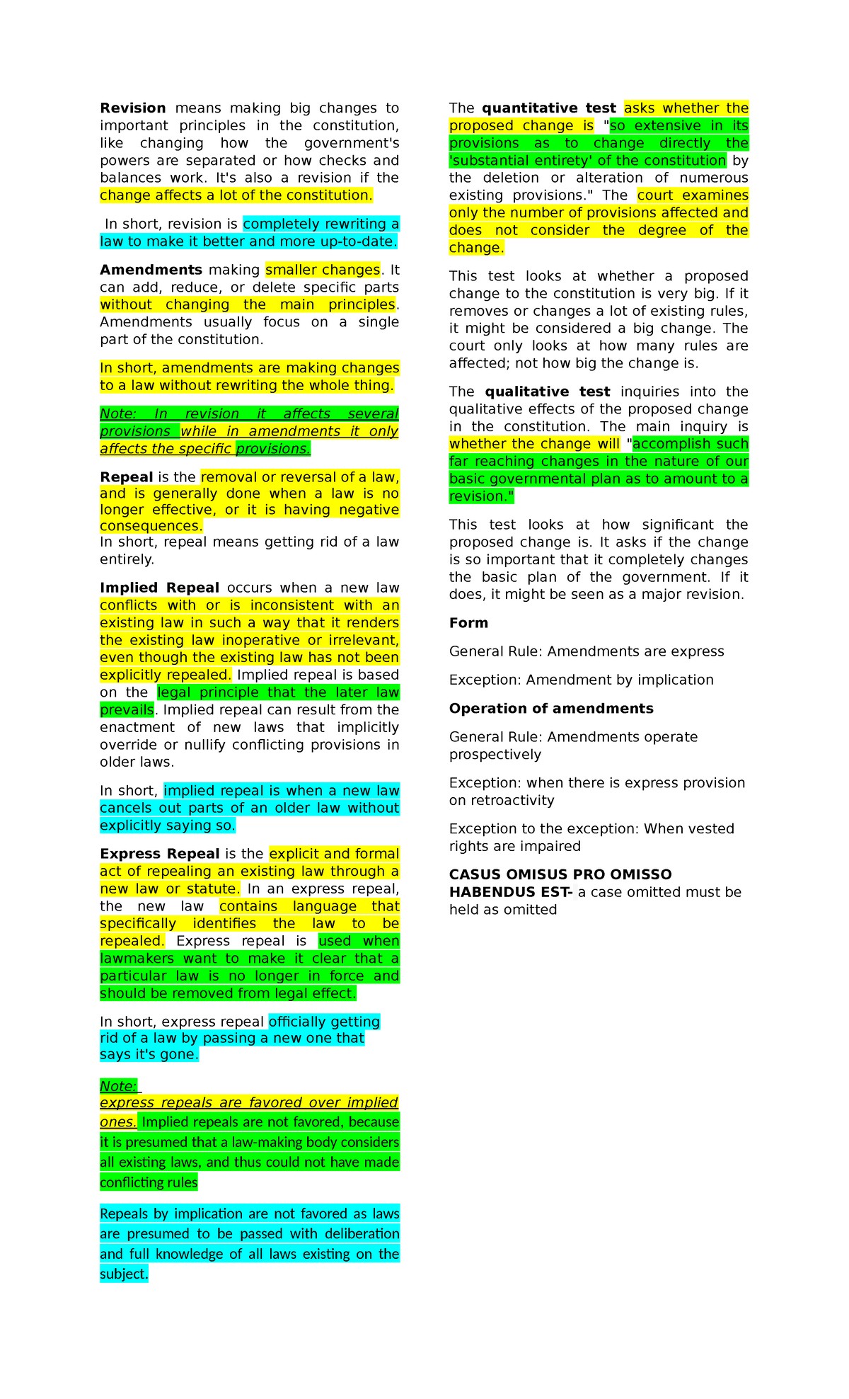 Mini-notes - Revision means making big changes to important principles ...