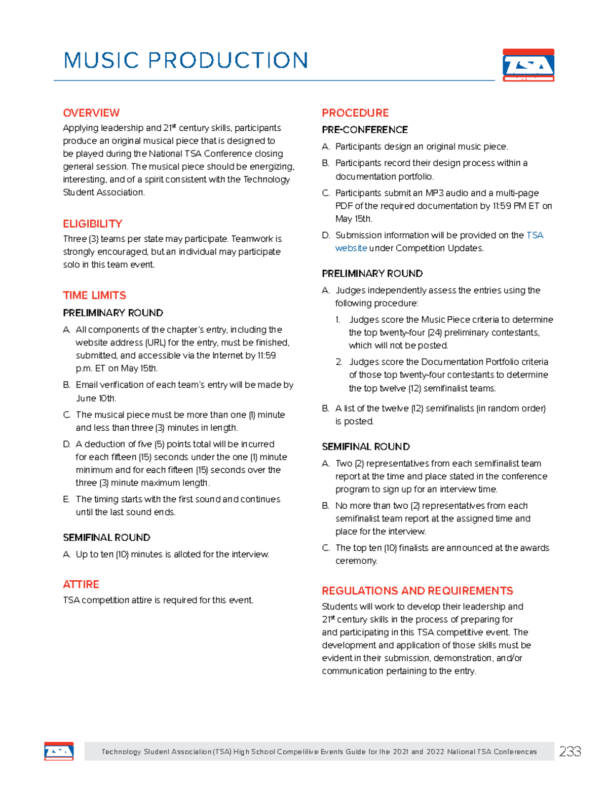 HS - Music Production - TSA - OVERVIEW Applying leadership and 21 ...