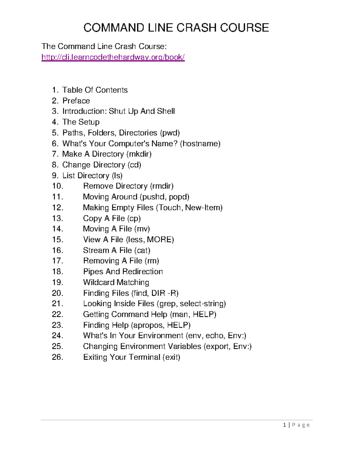 Command Line - learncodethehardway/book/ Table Of Contents Preface ...