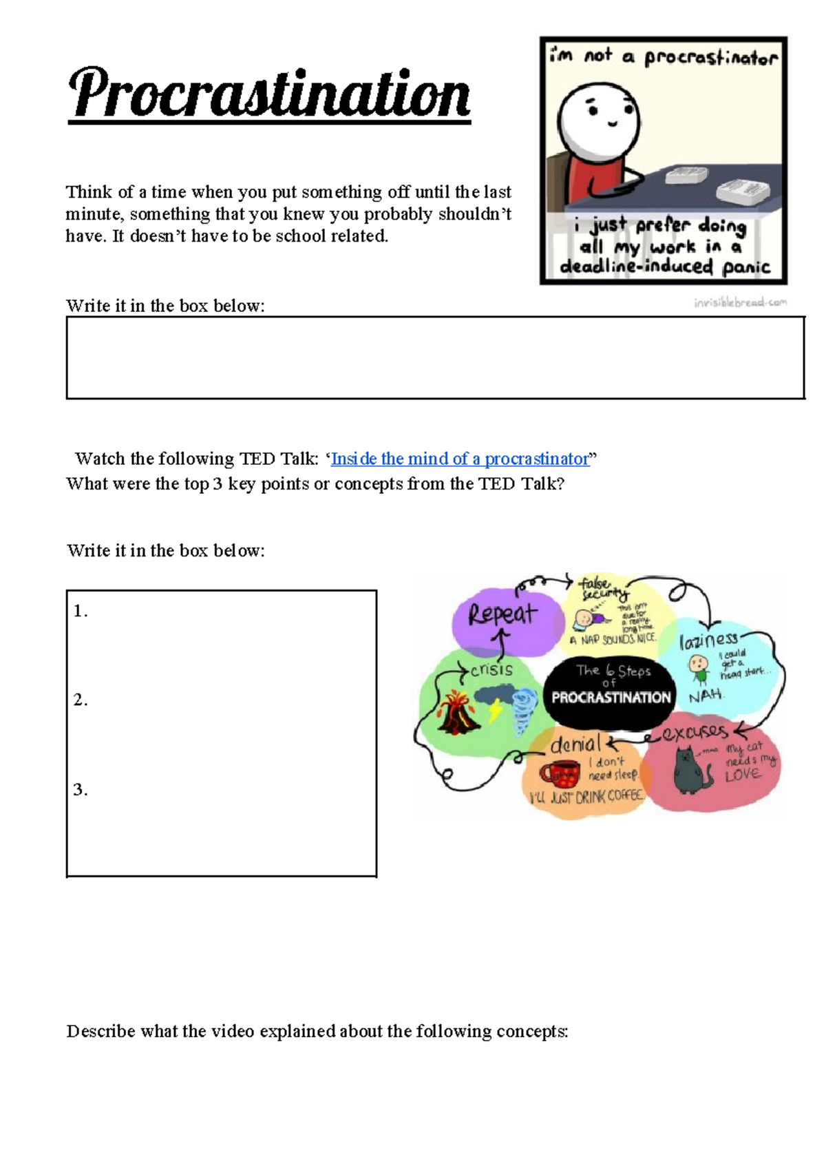 Shane Almeida - Procrastination - Procrastination Think of a time when ...