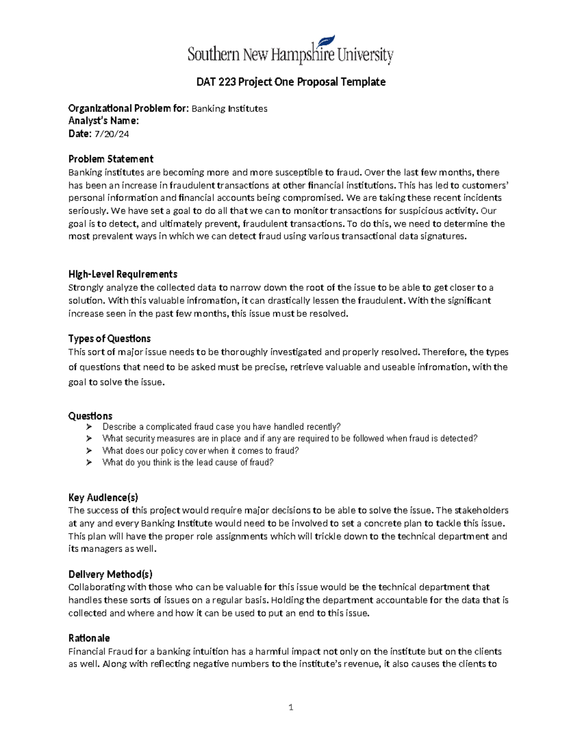 DAT 223 Project One Proposal Template - DAT 223 Project One Proposal ...