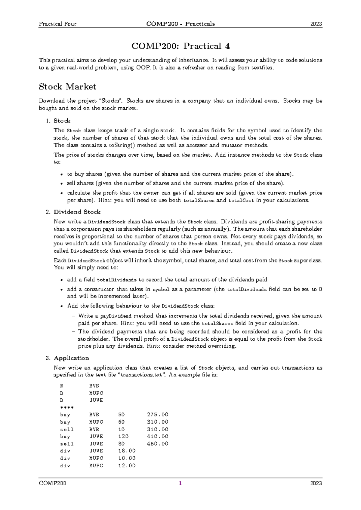 Prac 4 - study - Practical Four COMP200 - Practicals 2023 COMP200: Practical 4 This practical ...