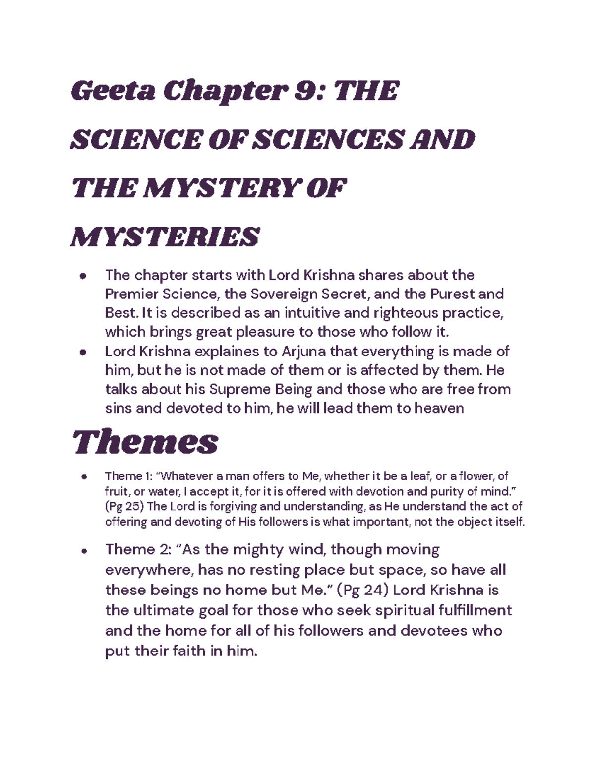 Geeta Chapter 9 - It is described as an intuitive and righteous ...