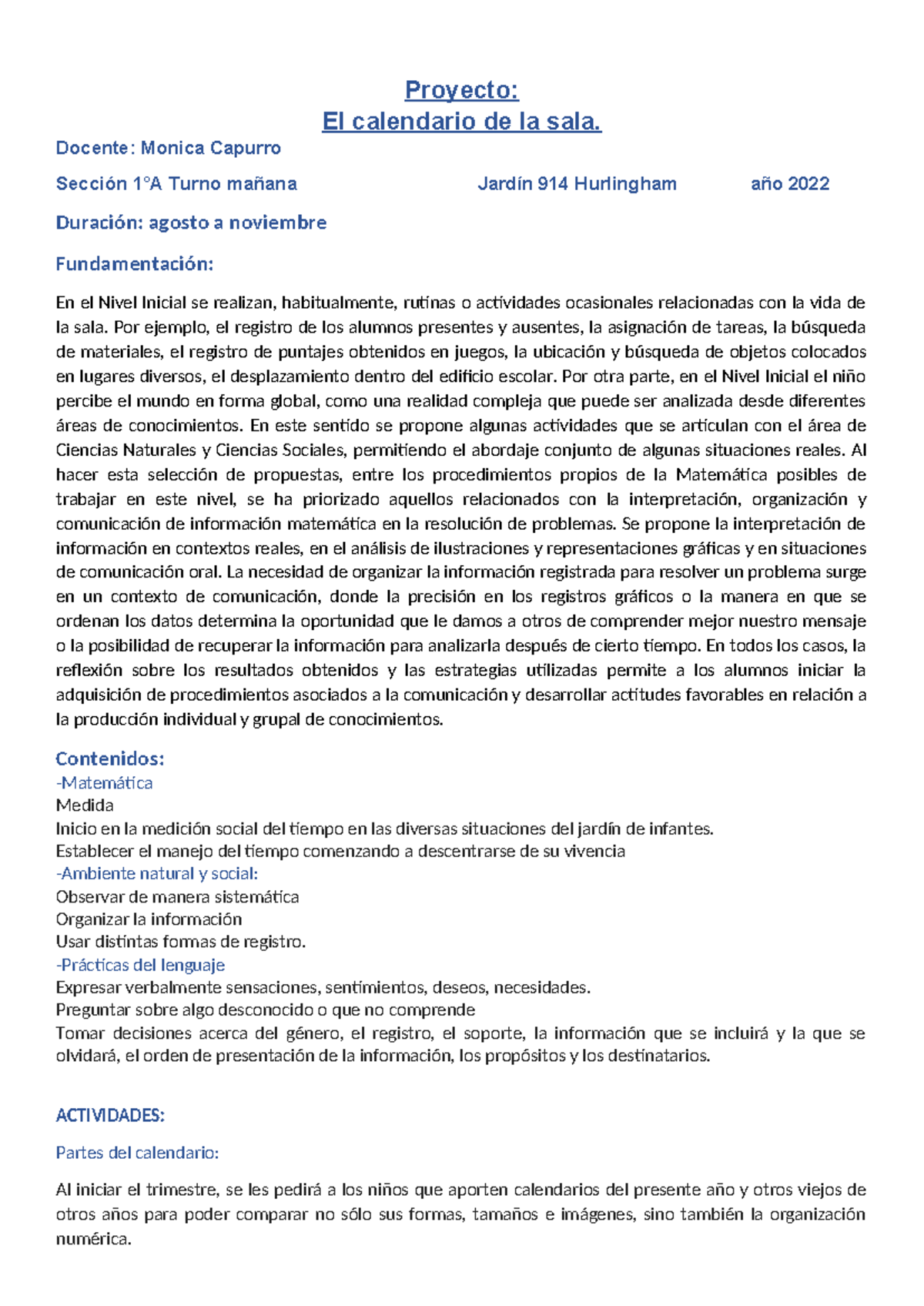 Proyecto calendario sala de tres - Proyecto: El calendario de la sala ...