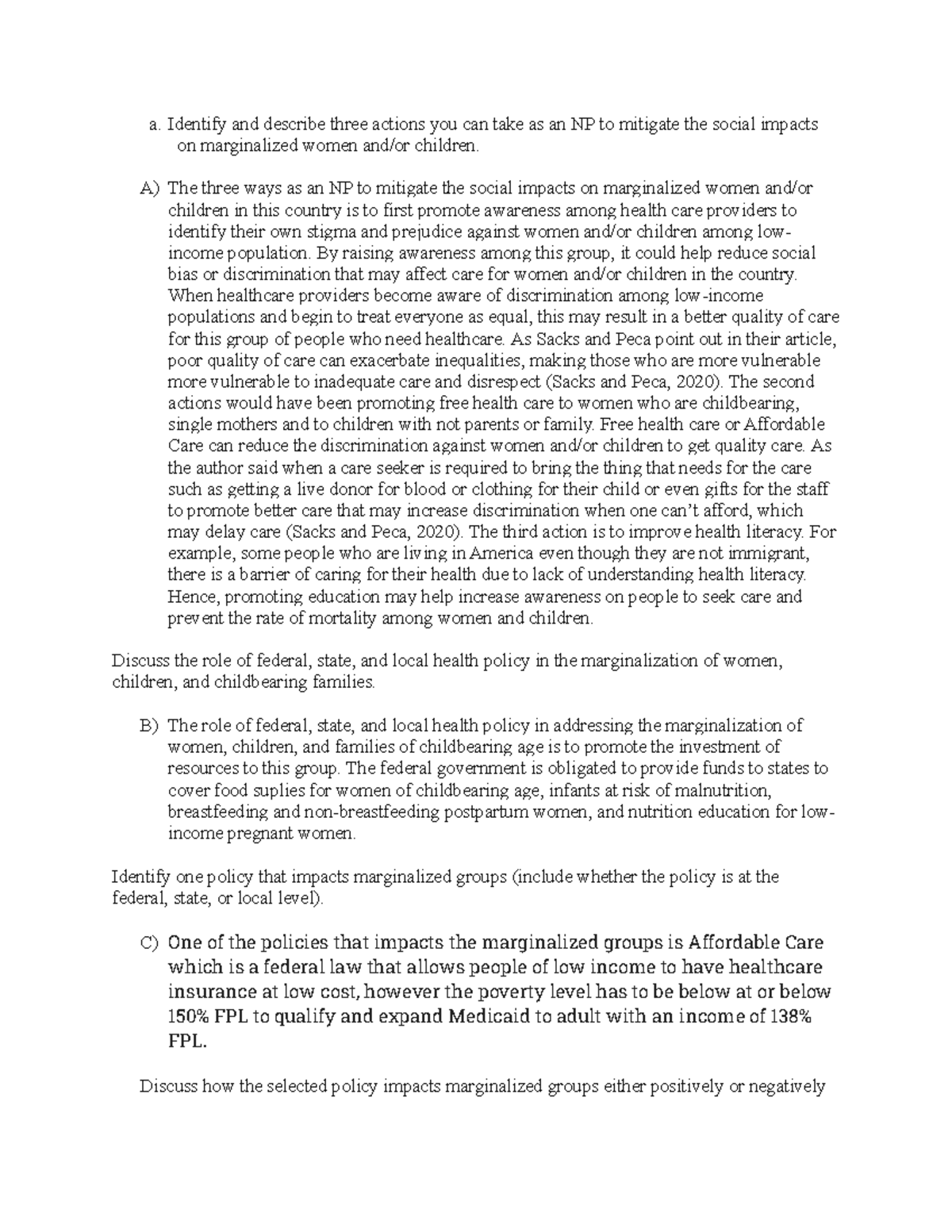 Week 1NR602 - discussion - a. Identify and describe three actions you ...