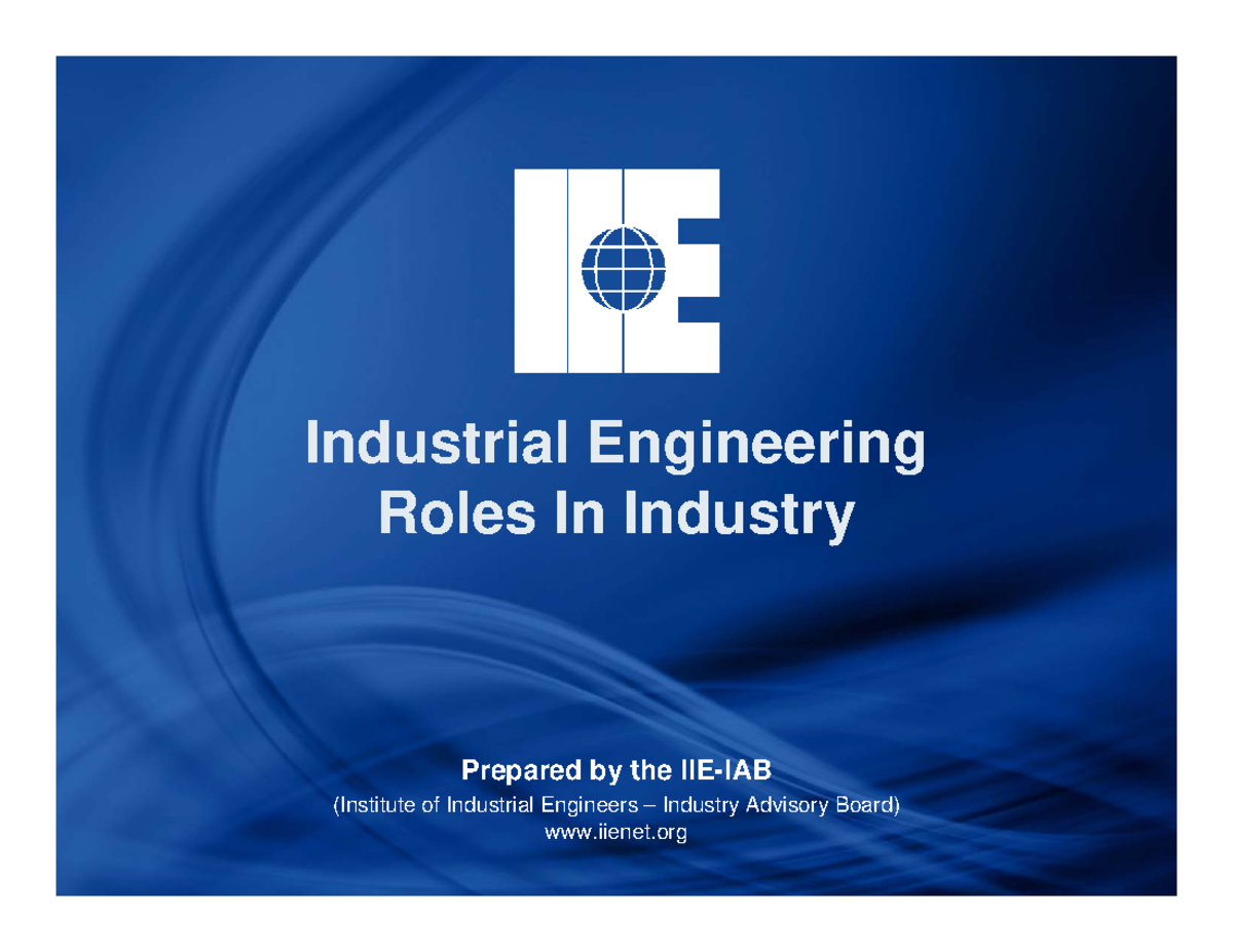 09PP104 Roles In Industry Power Point - Industrial Engineering Roles In ...