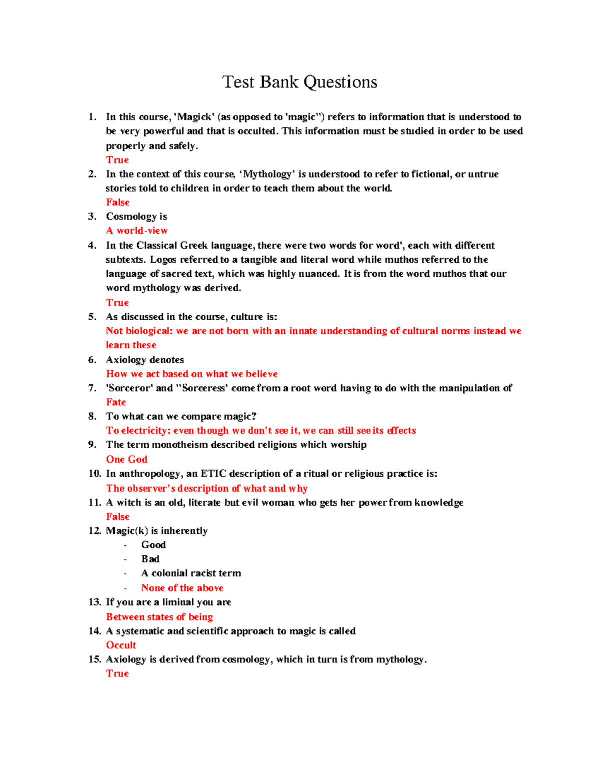 SRS 1110 Test Bank 1 - notes - Test Bank Questions In this course ...