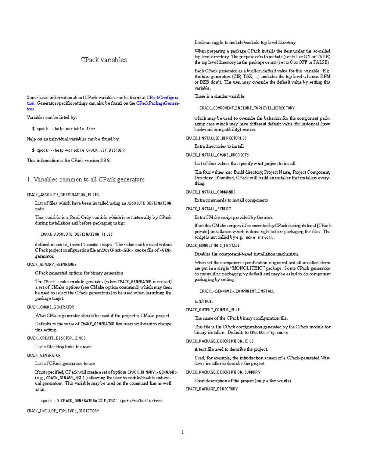 Cpack-variables - Great cpack notes - CPack variables Some basic ...