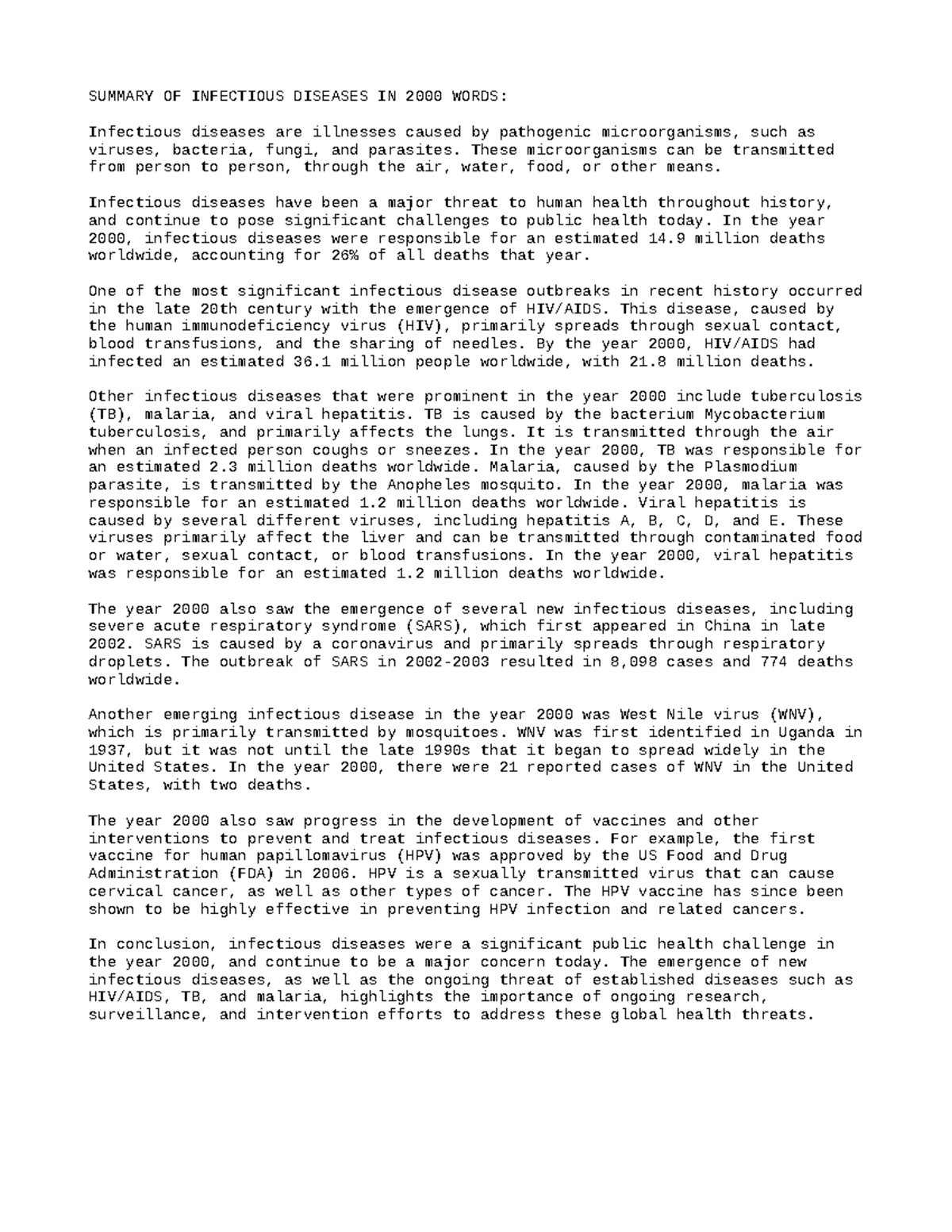 Infectious diseases - Healthcare Quality Management - SUMMARY OF ...