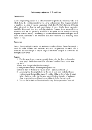 Triaxial Test report - Triaxial Test 2 Introduction The triaxial test ...