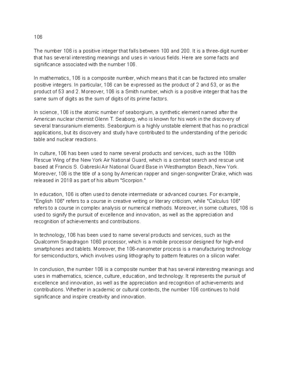 D (23) - Facts - 106 The number 106 is a positive integer that falls ...