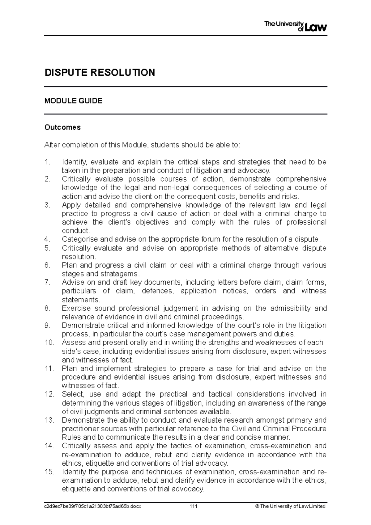 Dispute Resolution Module Guide - DISPUTE RESOLUTION MODULE GUIDE ...