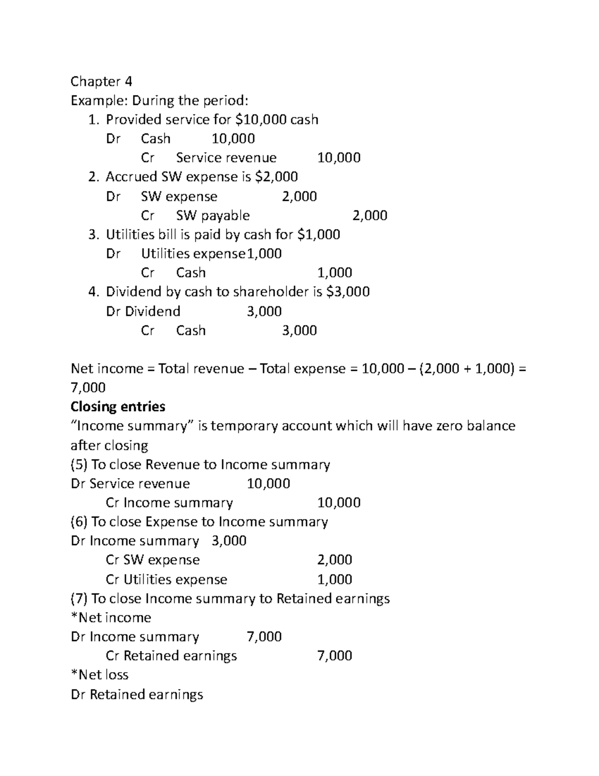 Chapter 4 note - Note - Chapter 4 Example: During the period: 1 ...