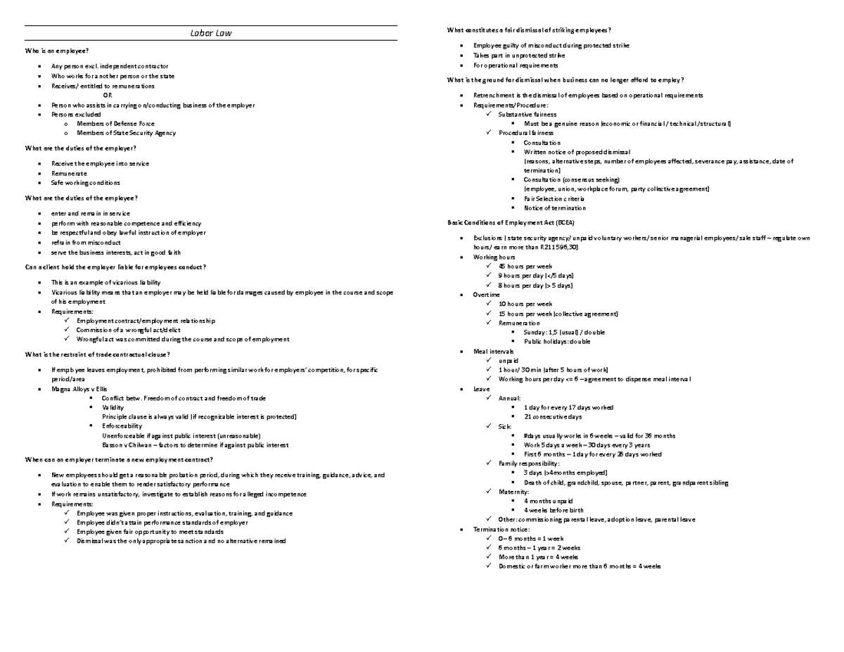 Labor/insurance/POPIA/insolvency - Labor Law Who is an employee? Any ...