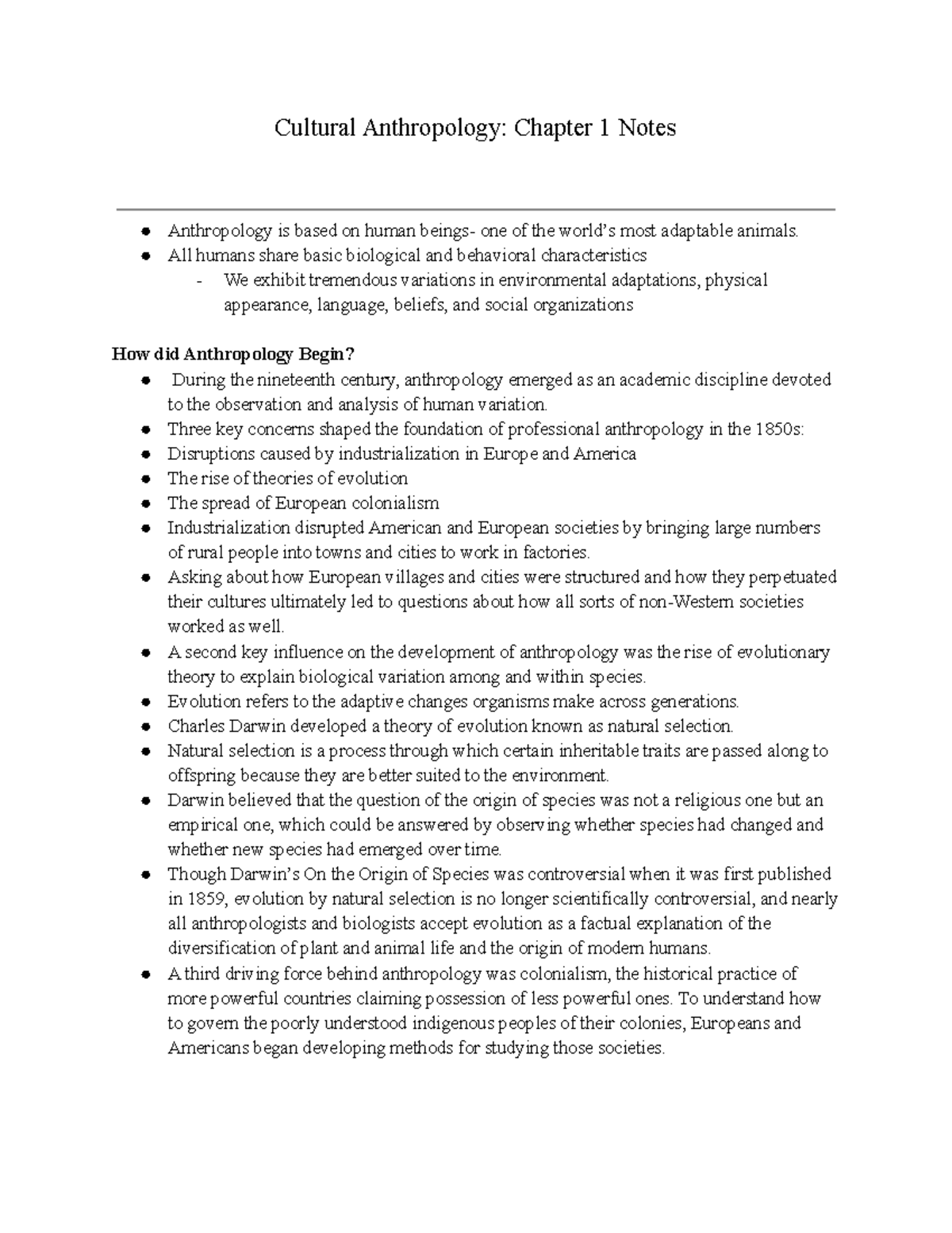 Cultural Anthropology: Chapter 1 Notes - Studocu