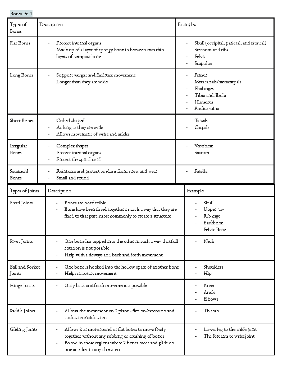 Types Of Bones Diagram Worksheet