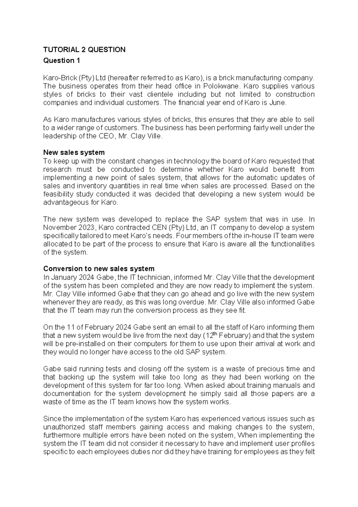 Tutorial 2 Question Module 2 2024 Class Assessment Question Without Memo Tutorial 2 Question