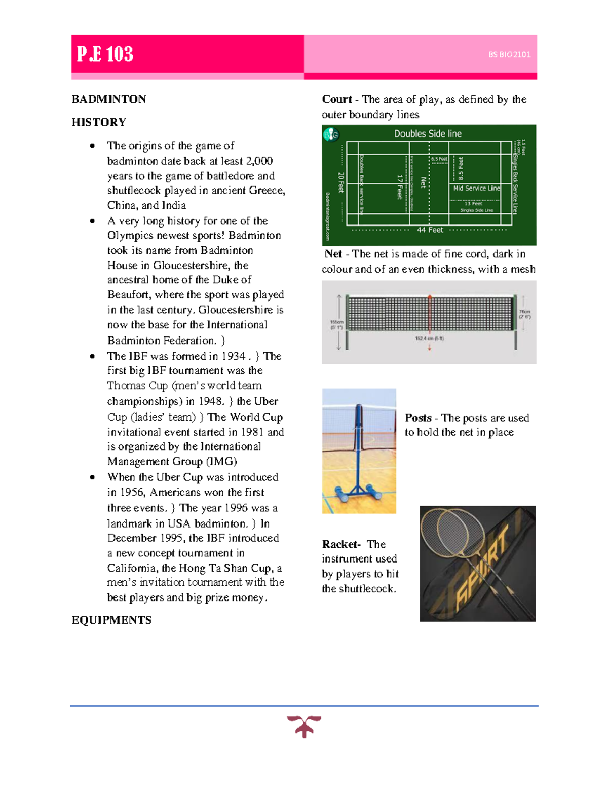 P - lecture - BADMINTON HISTORY The origins of the game of badminton ...