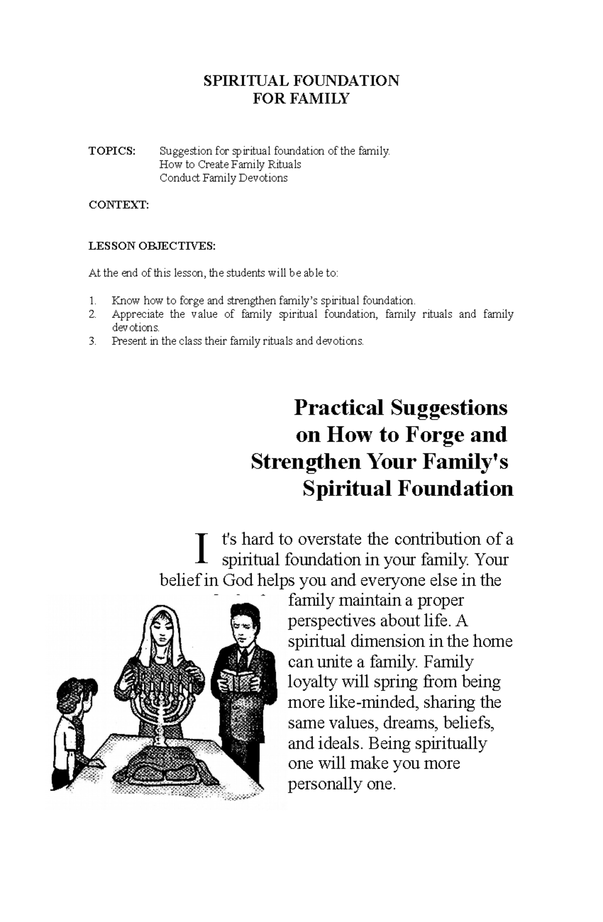 Spiritual Foundation for Family - SPIRITUAL FOUNDATION FOR FAMILY ...