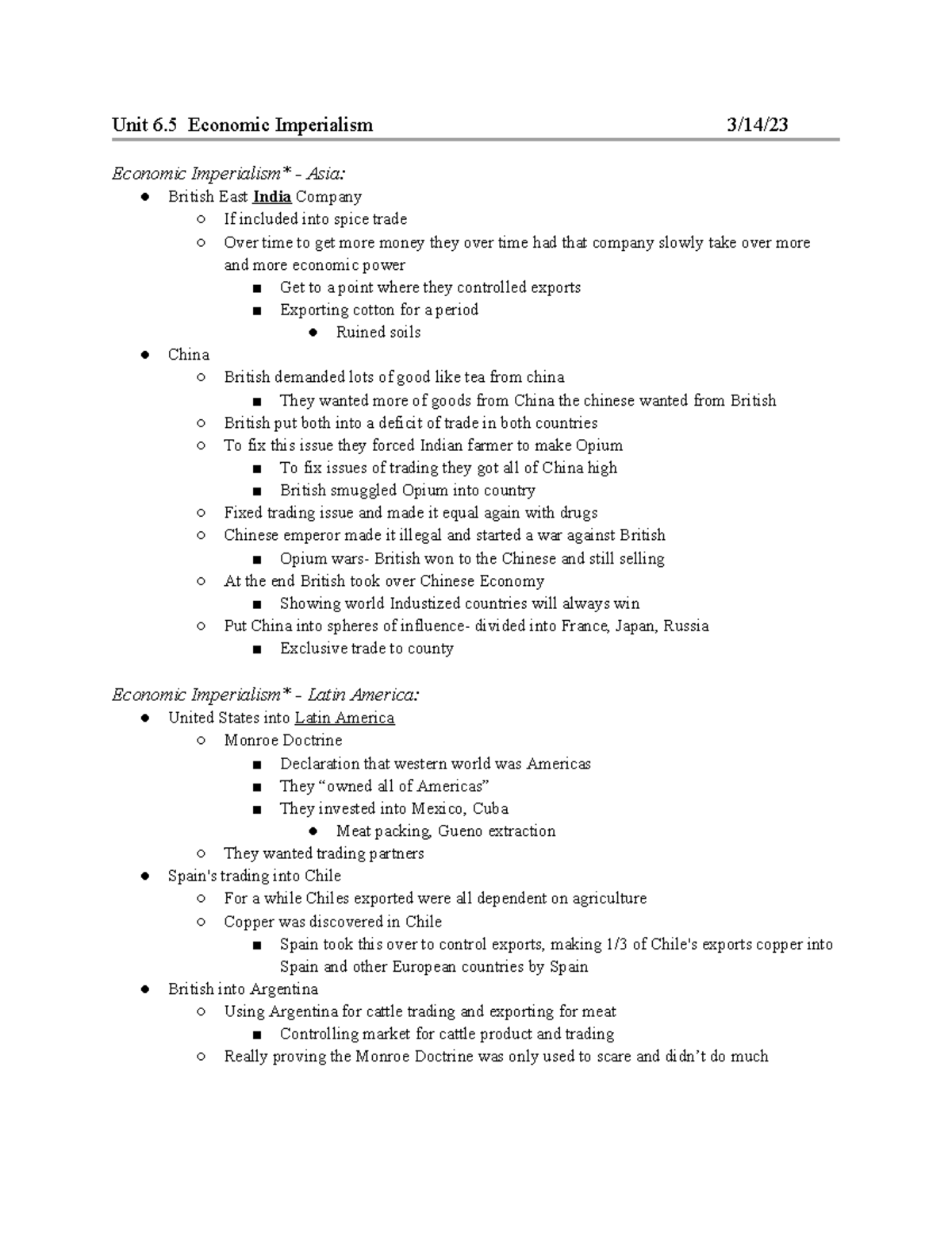 Unit 6.5 Notes - Unit 6 Economic Imperialism 3/14/ Economic Imperialism ...