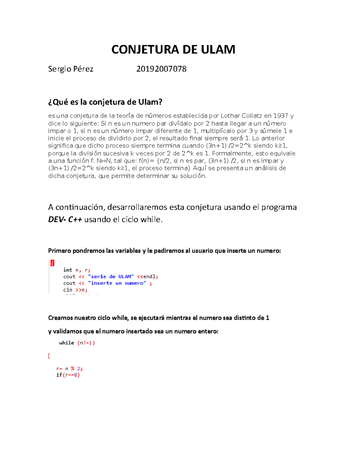 Conjetura DE ULAM mediante c++ en un diagrama de flujo pdf - CONJETURA ...