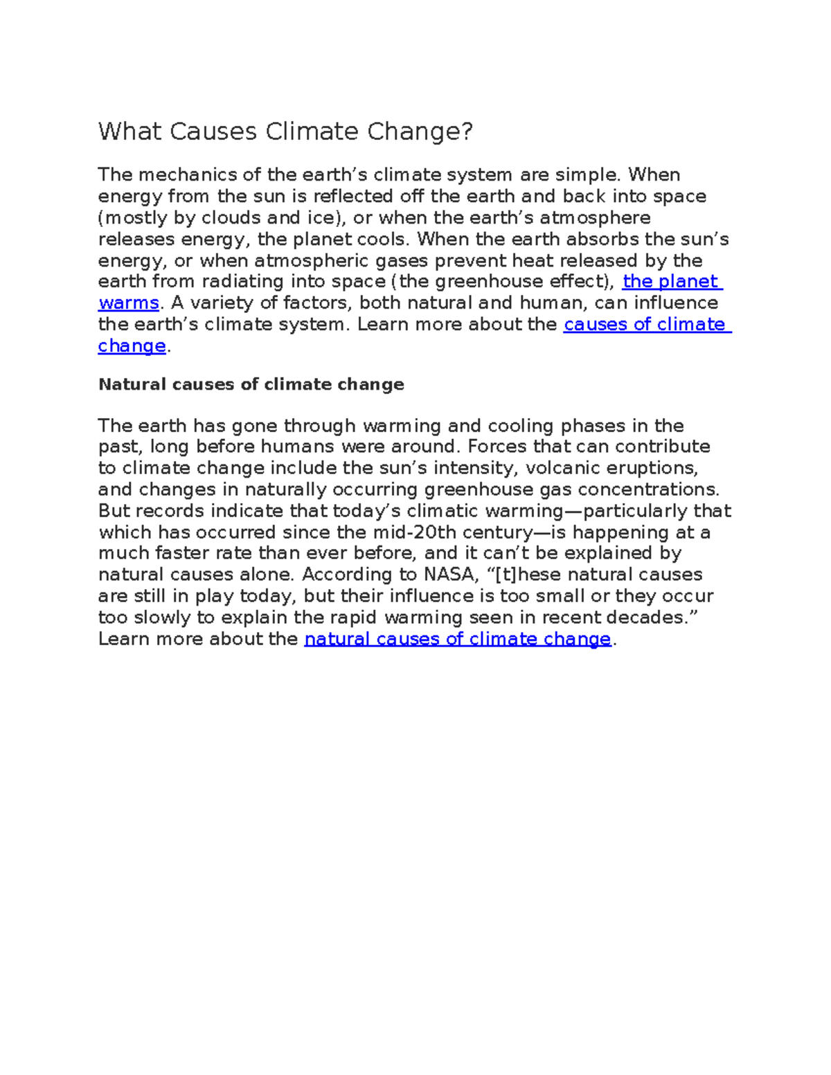 Cause of climate change - What Causes Climate Change? The mechanics of ...