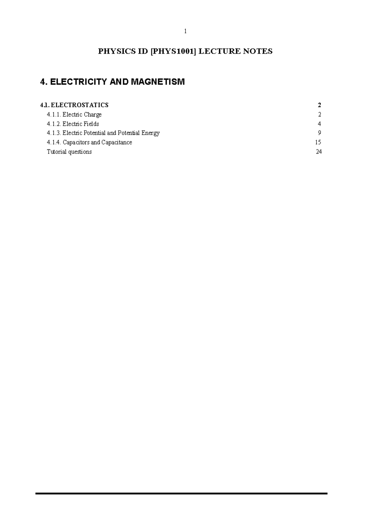 Section 4.1 handbook - PHYSICS ID [PHYS1001] LECTURE NOTES 4 ...