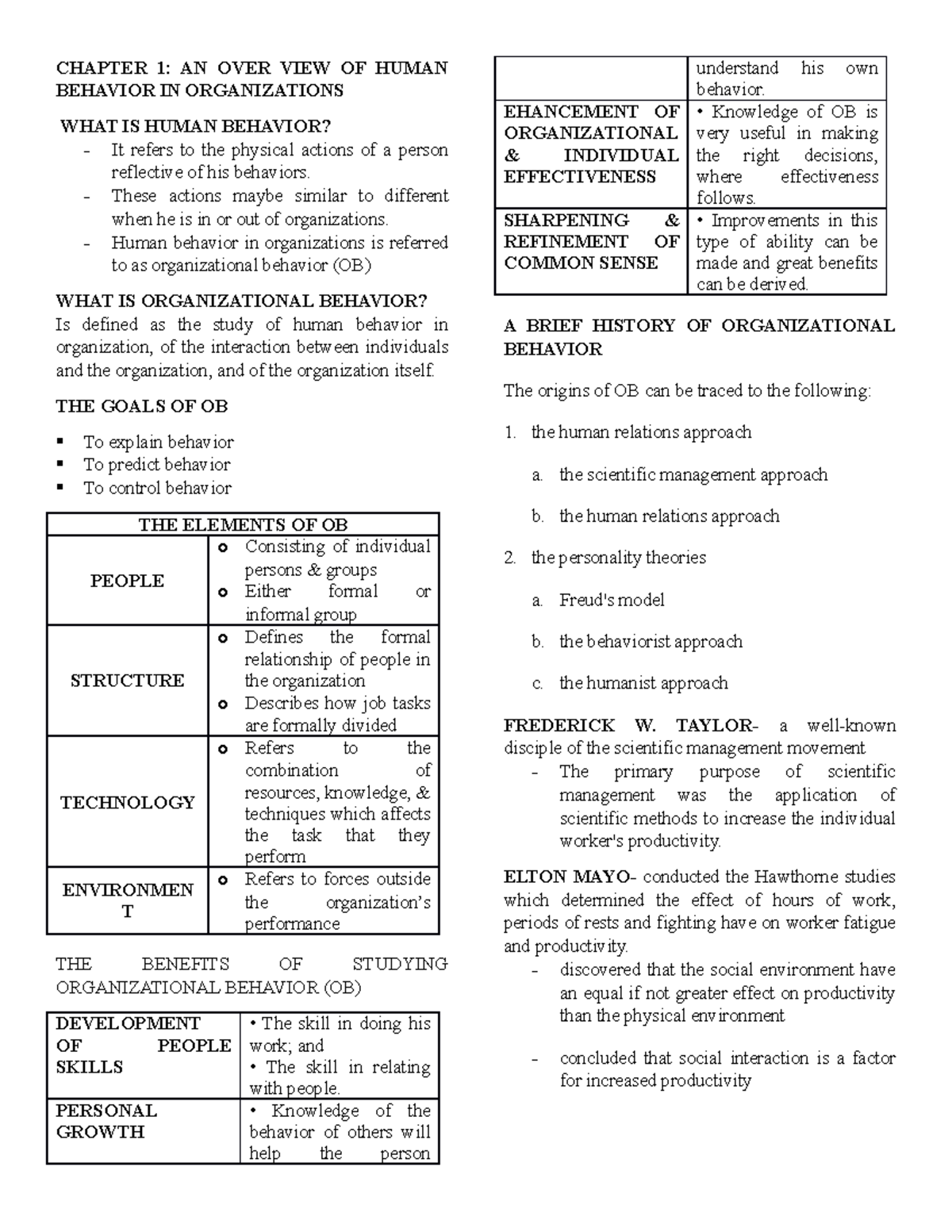 PRE LIM HBIO - REVIEWER FOR PRE-LIM EXAMS - CHAPTER 1: AN OVER VIEW OF ...
